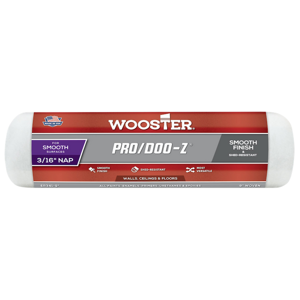 Wooster 9 Inch Pro/Doo-Z Paint Roller Sleeve - 3/16 Nap - 1.5 Core ...